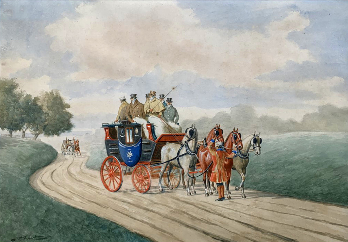 Superb Large Early C19th Regency Watercolour - The Mail Coaches SOLD ...