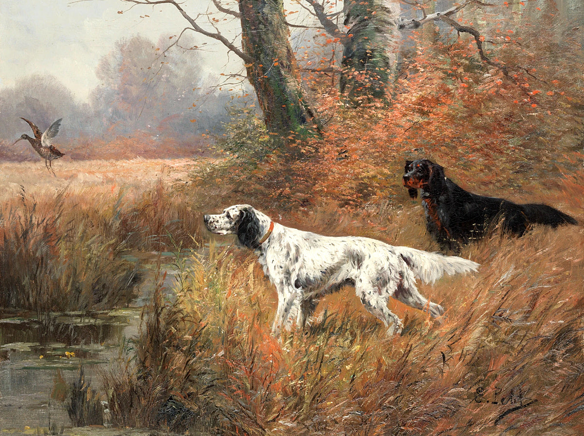 Fine Oleograph on Canvas of Setters in a River Landscape. – Mulberry Art